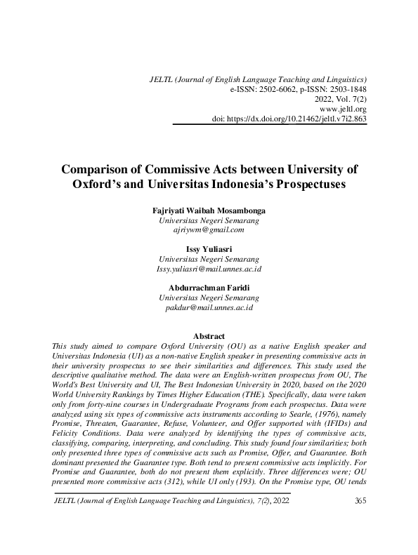 (PDF) Comparison of Commissive Acts between University of Oxford’s and ...