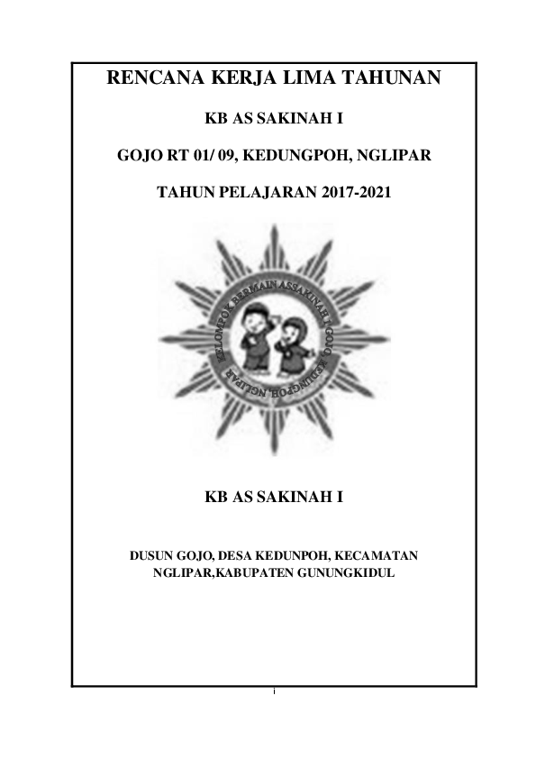 (PDF) RENCANA KERJA / PROGRAM KERJA PAUD TK KB