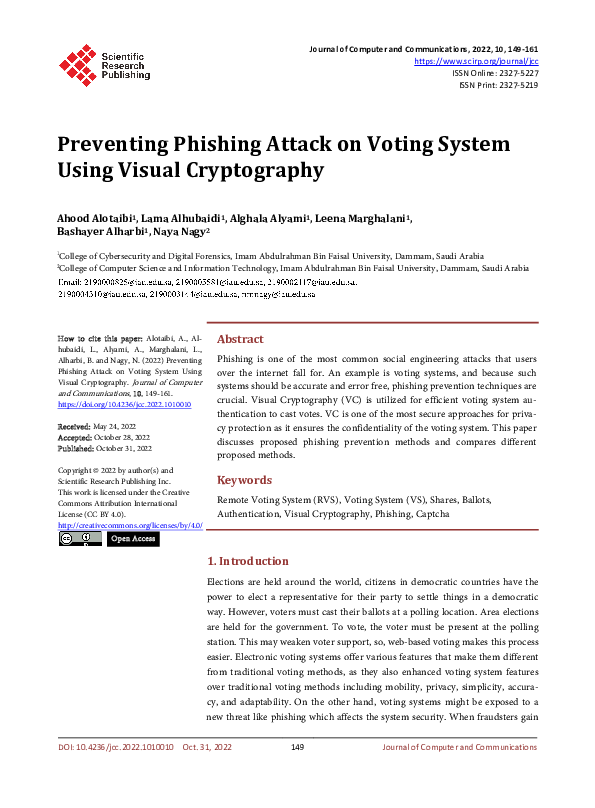 (PDF) Preventing Phishing Attack on Voting System Using Visual Cryptography