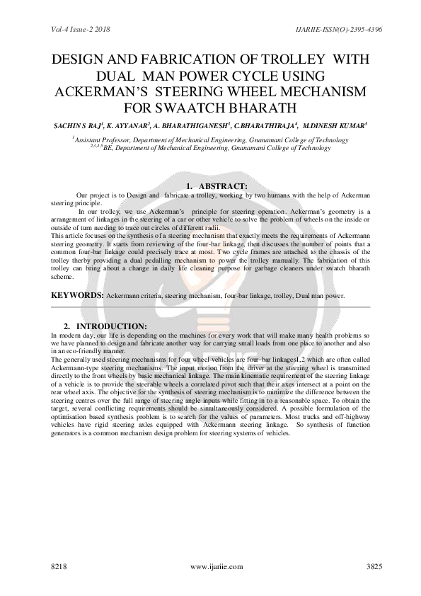 (PDF) Design and Fabrication of Trolley with Dual Man Power Cycle Using ...