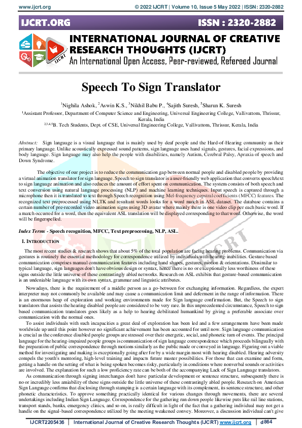 (PDF) Speech To Sign Translator