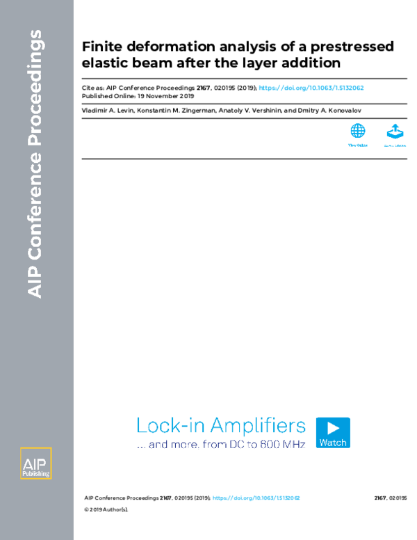 (PDF) Finite deformation analysis of a prestressed elastic beam after ...