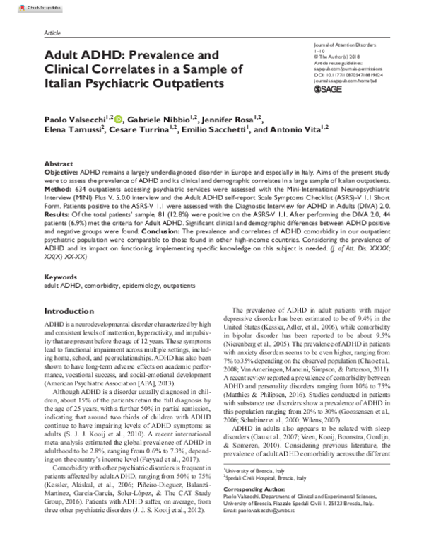 (PDF) Adult ADHD: Prevalence and Clinical Correlates in a Sample of ...