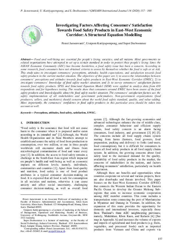 (PDF) Investigating factors affecting consumers' satisfaction towards food safety products in ...