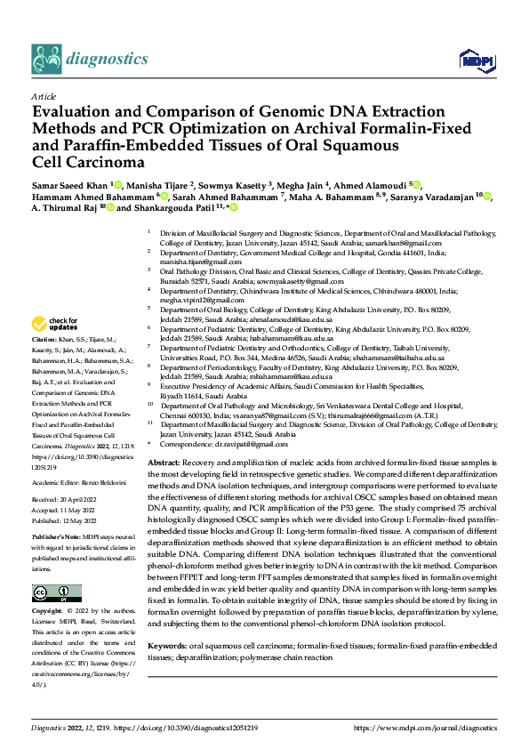 (PDF) Evaluation and Comparison of Genomic DNA Extraction Methods and PCR Optimization on ...
