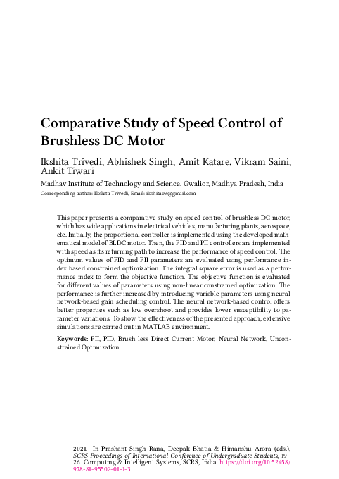 (PDF) Comparative Study of Speed Control of Brushless DC Motor