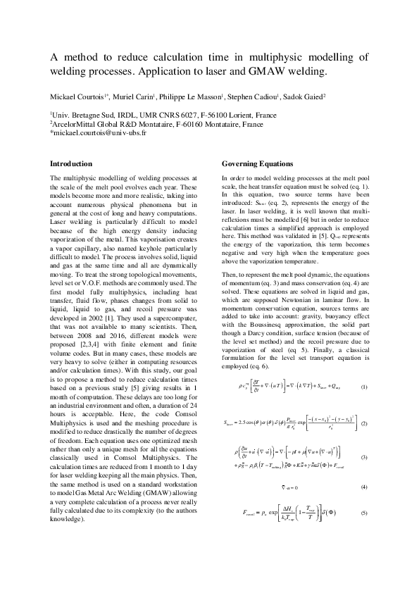 (PDF) A method to reduce calculation time in multiphysic modelling of ...