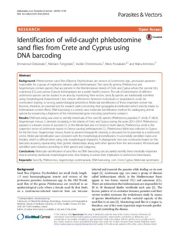 (PDF) Identification of wild-caught phlebotomine sand flies from Crete ...