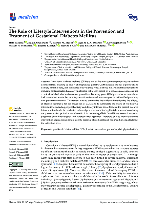 (PDF) The Role of Lifestyle Interventions in the Prevention and Treatment of Gestational ...