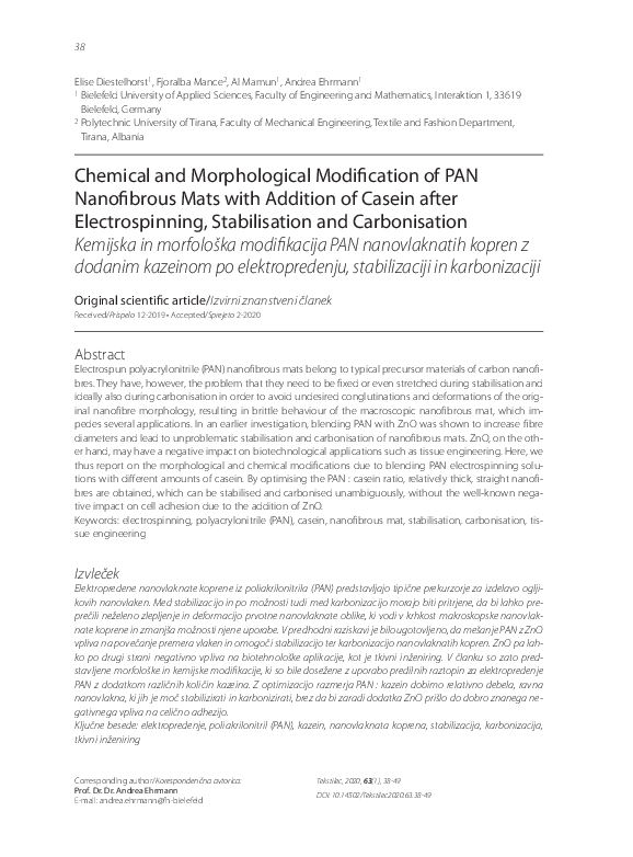 (PDF) Chemical and Morphological Modification of PAN Nanofibrous Mats ...
