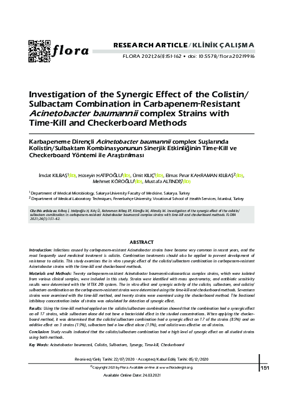 (PDF) Investigation of the Synergic Effect of the Colistin/ Sulbactam ...