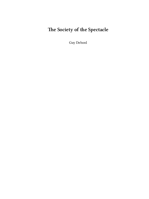 (PDF) Society of the Spectacle