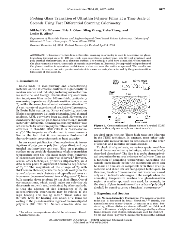 (PDF) Probing Glass Transition of Ultrathin Polymer Films at a Time ...