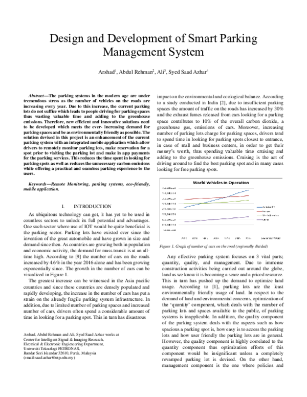 (PDF) Design And Development Of Smart Parking Management System