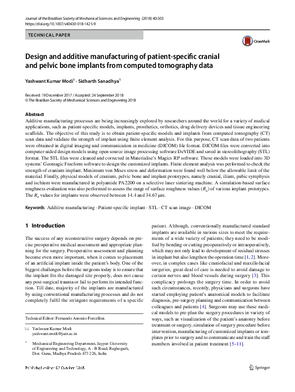 (PDF) Design and additive manufacturing of patient-specific cranial and ...