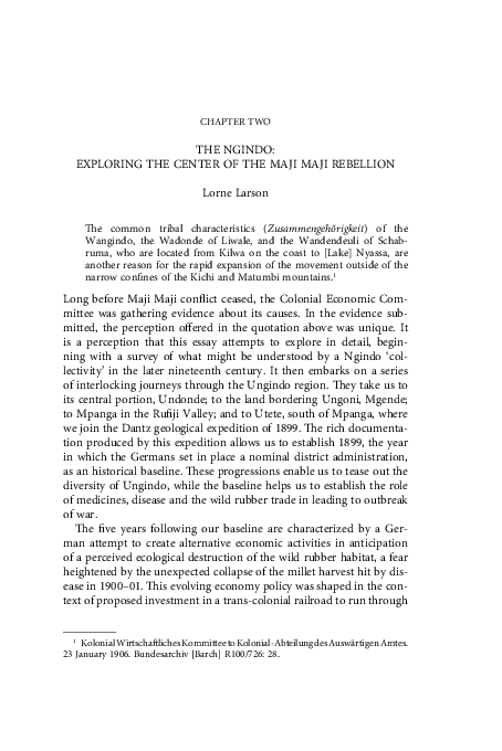 (PDF) The Ngindo: Exploring The Center Of The Maji Maji Rebellion