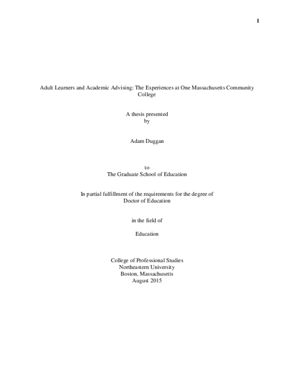 (PDF) Adult learners and academic advising