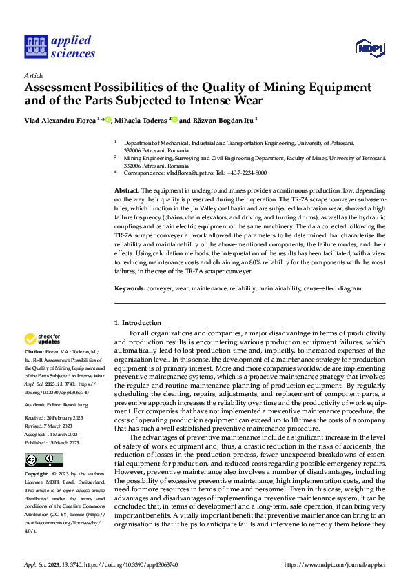 (PDF) Assessment Possibilities of the Quality of Mining Equipment and of the Parts Subjected to ...
