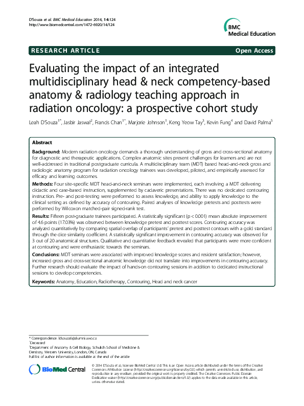 (PDF) Evaluating the impact of an integrated multidisciplinary head ...