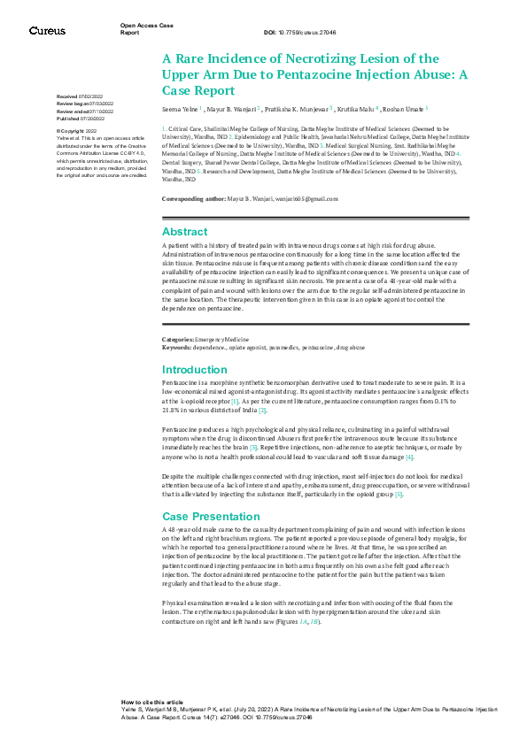 (PDF) A Rare Incidence of Necrotizing Lesion of the Upper Arm Due to ...