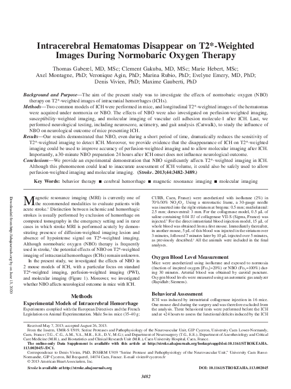 (PDF) Intracerebral Hematomas Disappear on T2*-Weighted Images During ...