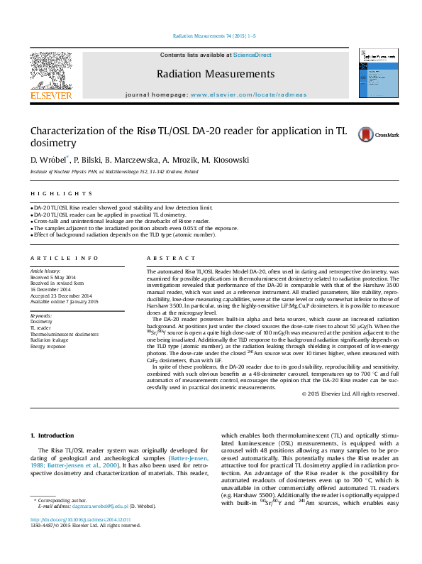 (PDF) Characterization of the Risø TL/OSL DA-20 reader for application ...