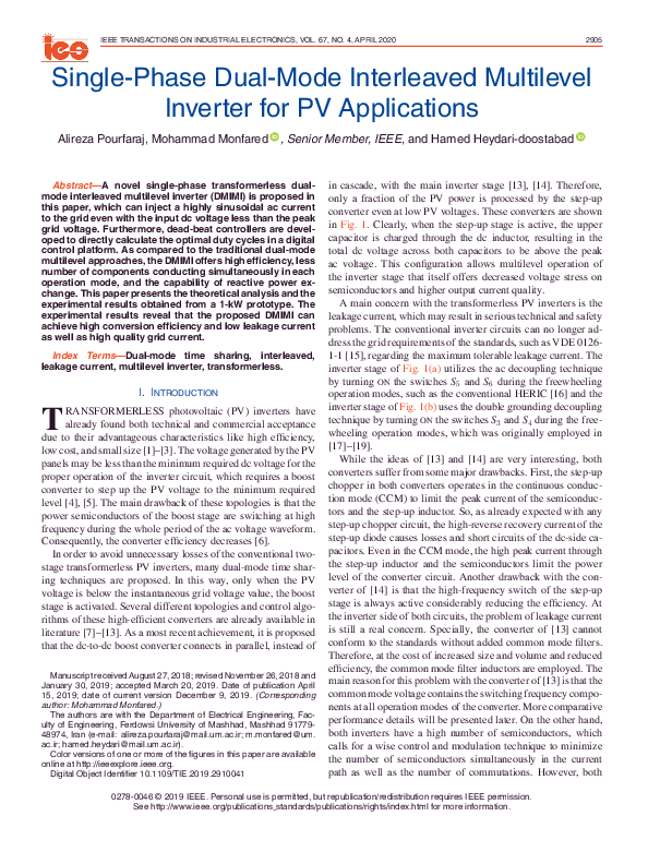 (PDF) Single-Phase Dual-Mode Interleaved Multilevel Inverter for PV Applications