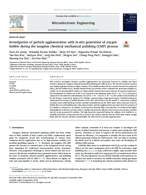 (PDF) Investigation of particle agglomeration with in-situ generation of oxygen bubble during ...