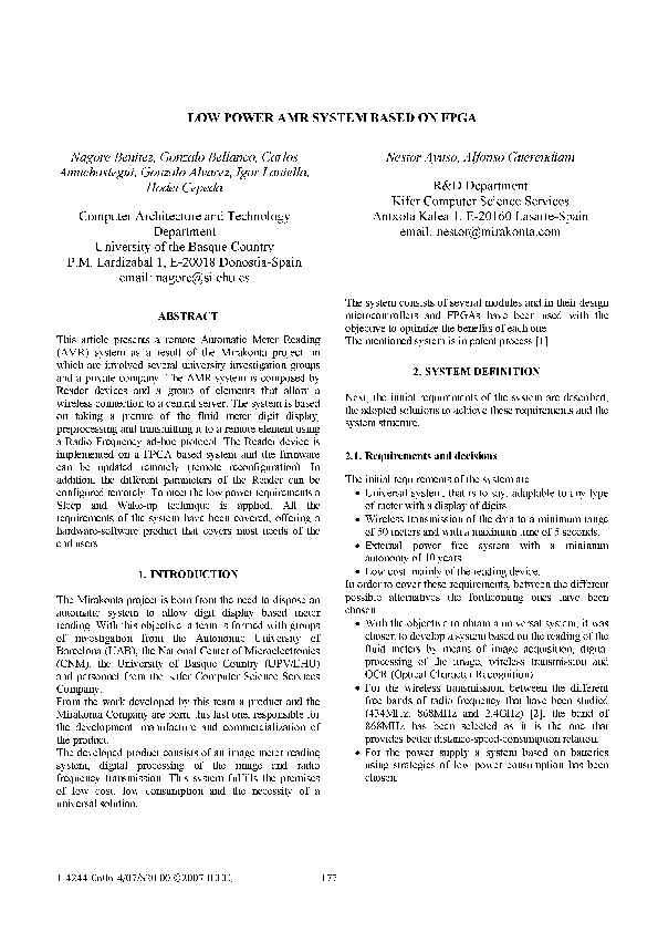 (PDF) Low Power AMR System Based on FPGA