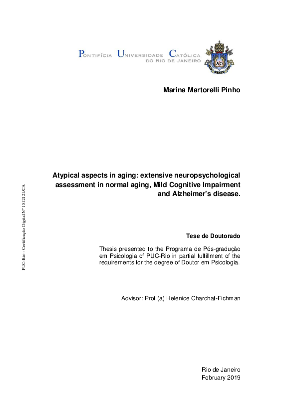 (PDF) Atypical Aspects in Aging: Extensive Neuropsychological ...
