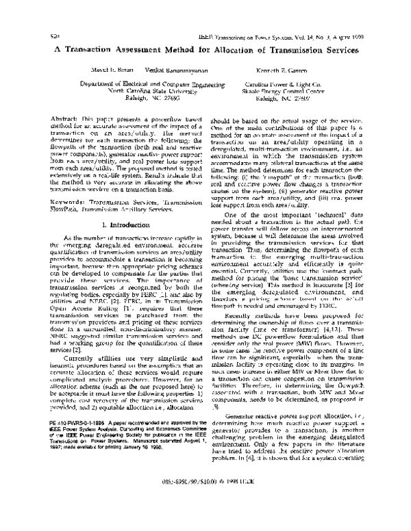 (PDF) A transaction assessment method for allocation of transmission ...