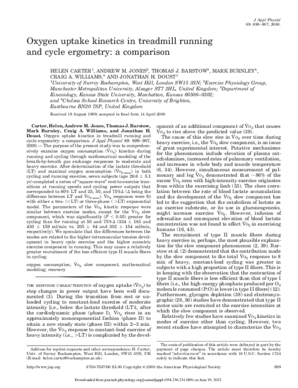 (PDF) Oxygen uptake kinetics in treadmill running and cycle ergometry ...