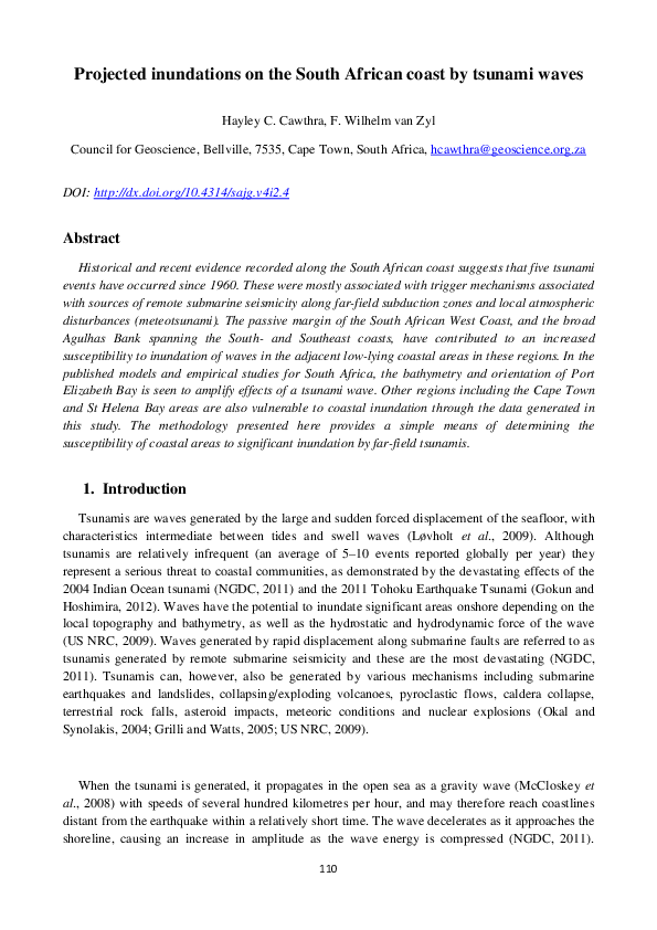 (PDF) Projected inundations on the South African coast by tsunami waves