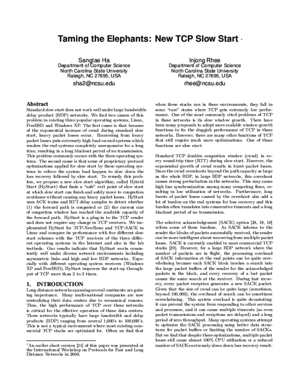 (PDF) Taming the elephants: New TCP slow start