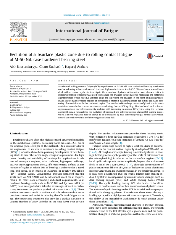 (PDF) Evolution of subsurface plastic zone due to rolling contact ...