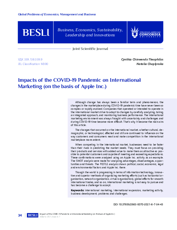 (PDF) IMPACTS OF THE COVID-19 PANDEMIC ON INTERNATIONAL MARKETING (on ...