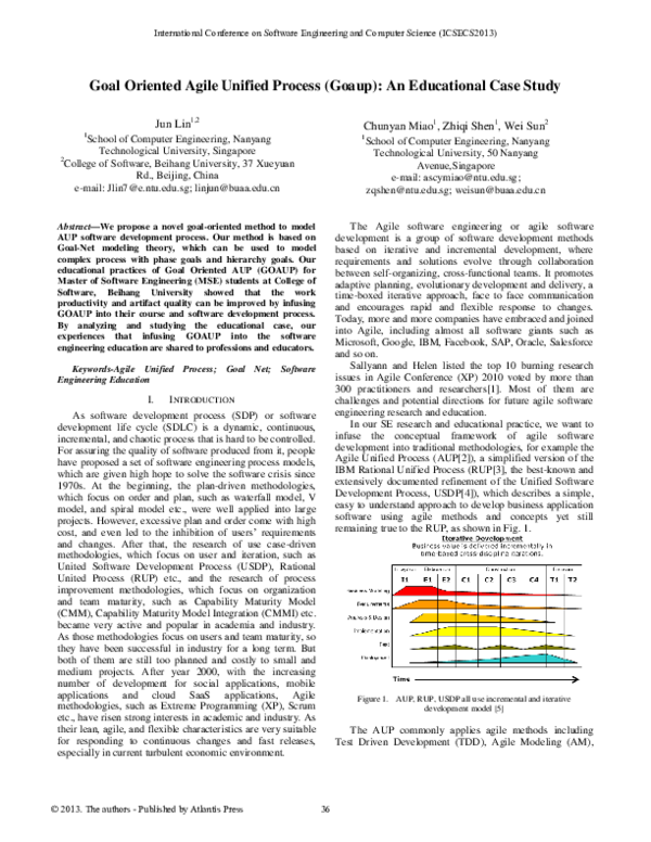 (PDF) Goal Oriented Agile Unified Process (GOAUP): An Educational Case Study