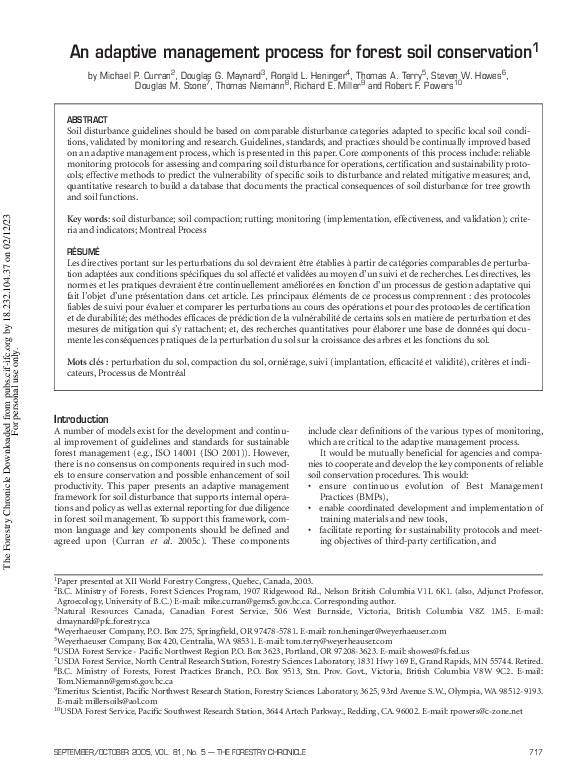 (PDF) An adaptive management process for forest soil conservation