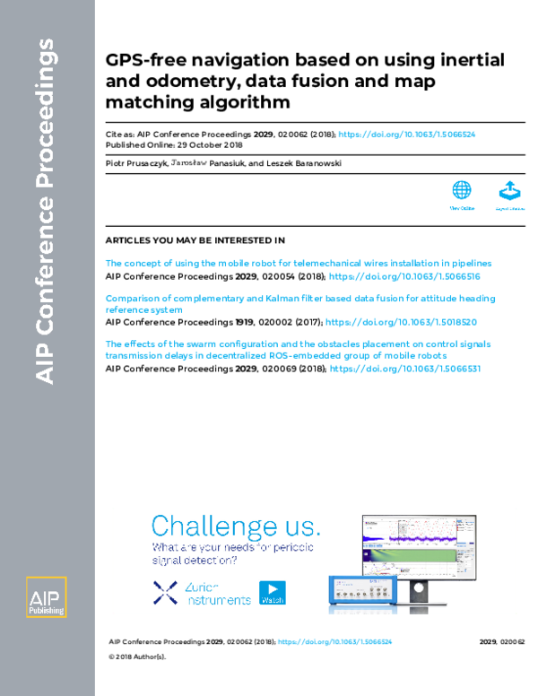 Pdf Gps Free Navigation Based On Using Inertial And Odometry Data Fusion And Map Matching