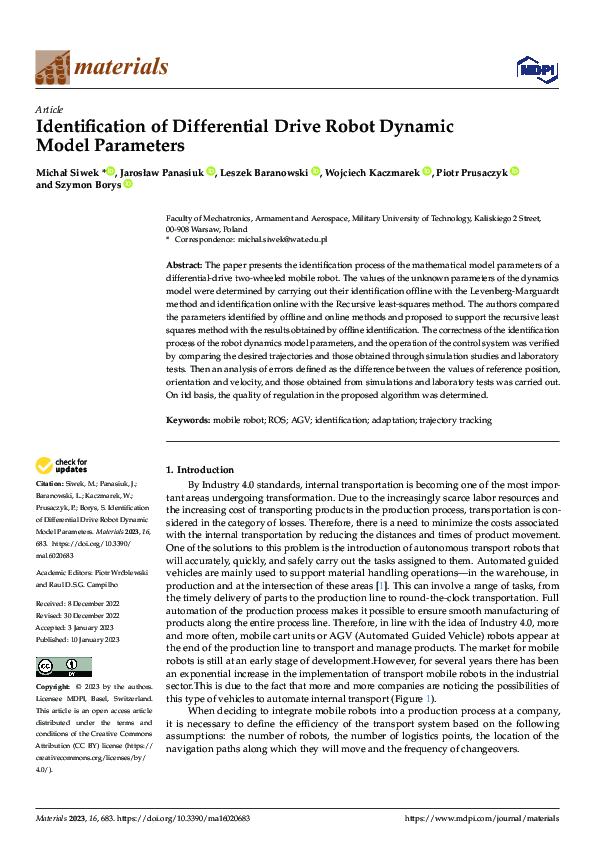 (PDF) Identification of Differential Drive Robot Dynamic Model Parameters