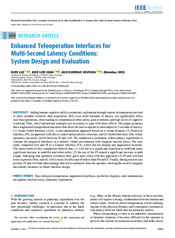(PDF) Enhanced Teleoperation Interfaces for Multi-Second Latency Conditions: System Design and ...