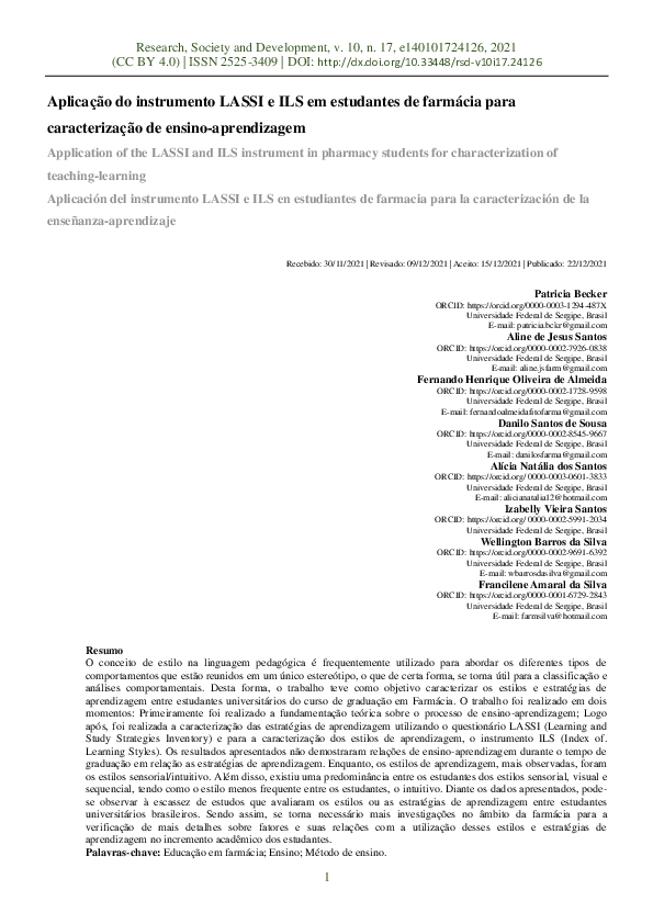 (PDF) Aplicação do instrumento LASSI e ILS em estudantes de farmácia ...