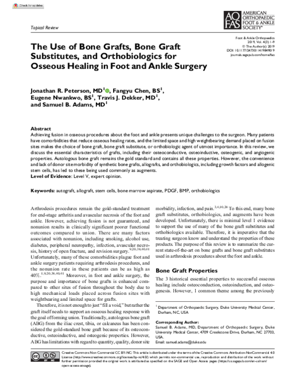 (PDF) The Use of Bone Grafts, Bone Graft Substitutes, and ...