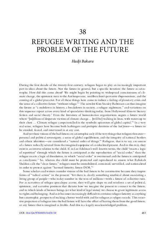 (PDF) Refugee Writing and the Problem of the Future