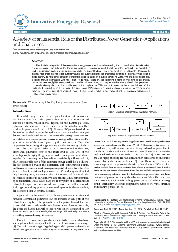 (PDF) A Review of an Essential Role of the Distributed Power Generation ...