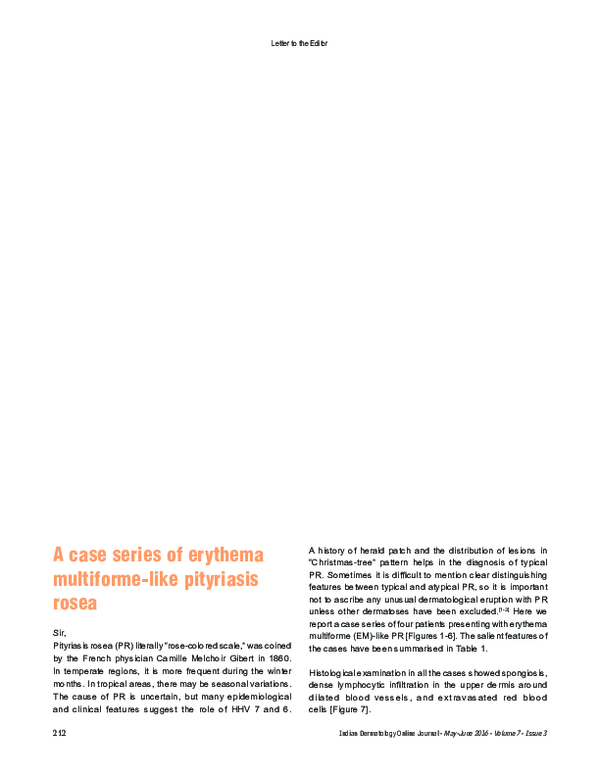 (PDF) A case series of erythema multiforme-like pityriasis rosea