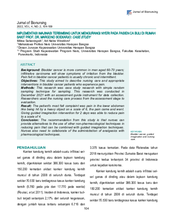 (DOC) Implementasi Imajinasi Terbimbing Untuk Mengurangi Nyeri Pada Pasien Ca Buli di Rumah ...