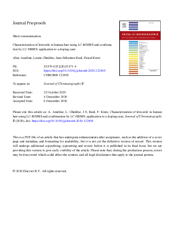 (PDF) Characterization of letrozole in human hair using LC-MS/MS and ...