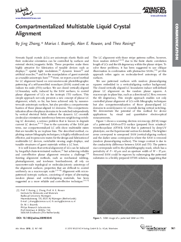 (PDF) Compartmentalized Multistable Liquid Crystal Alignment