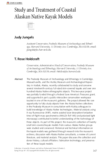(PDF) Coastal Alaskan Native Kayak Models: Study and Conservation